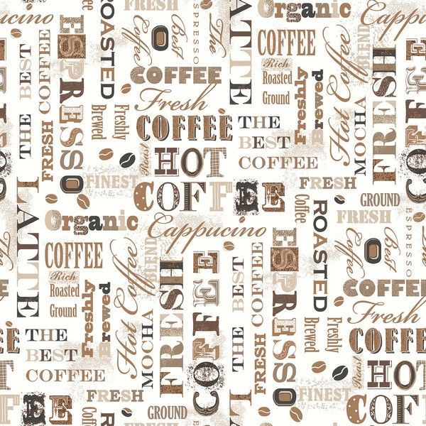 Pattern G12052 Coffee Words Wallpaper from Kitchen Recipes by Galerie