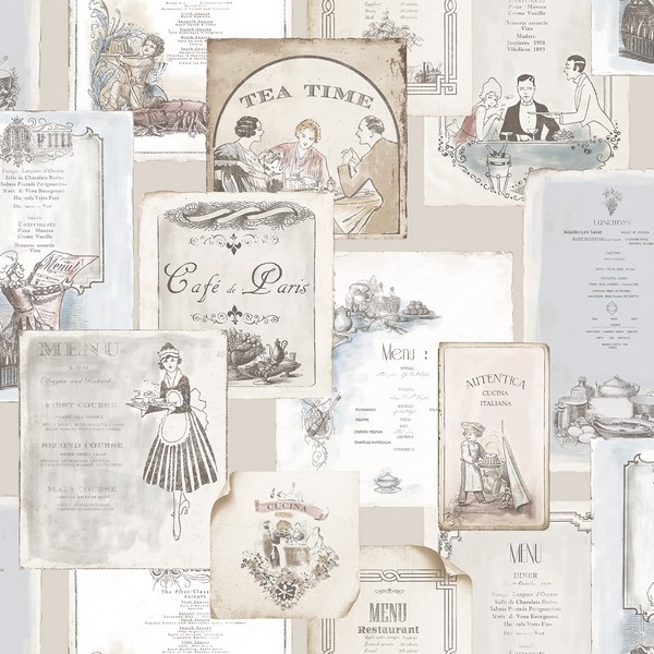 Pattern G12287 Vintage Menus Wallpaper from Kitchen Recipes by Galerie